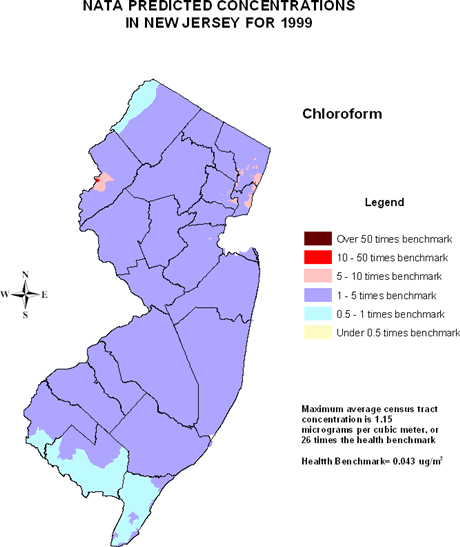 NJDEP| Air Toxics | 1999 Risk Results For NJ