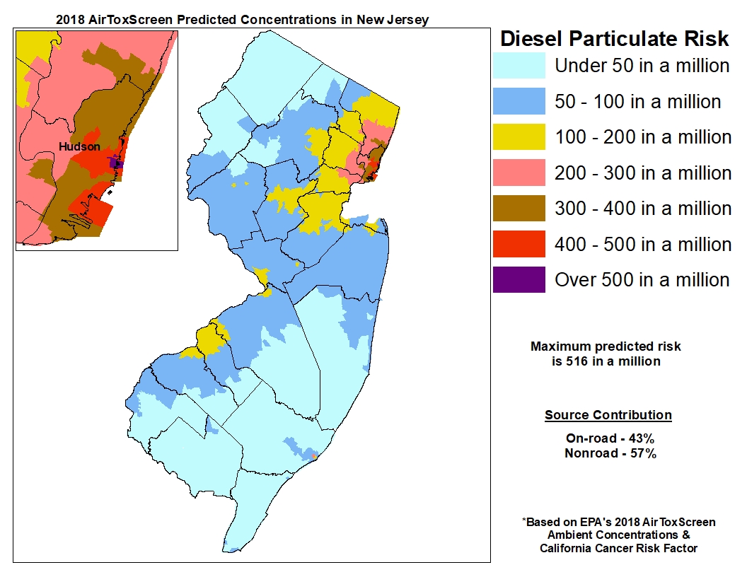 NJDEP| Air Toxics | 2018 Risk Results For NJ