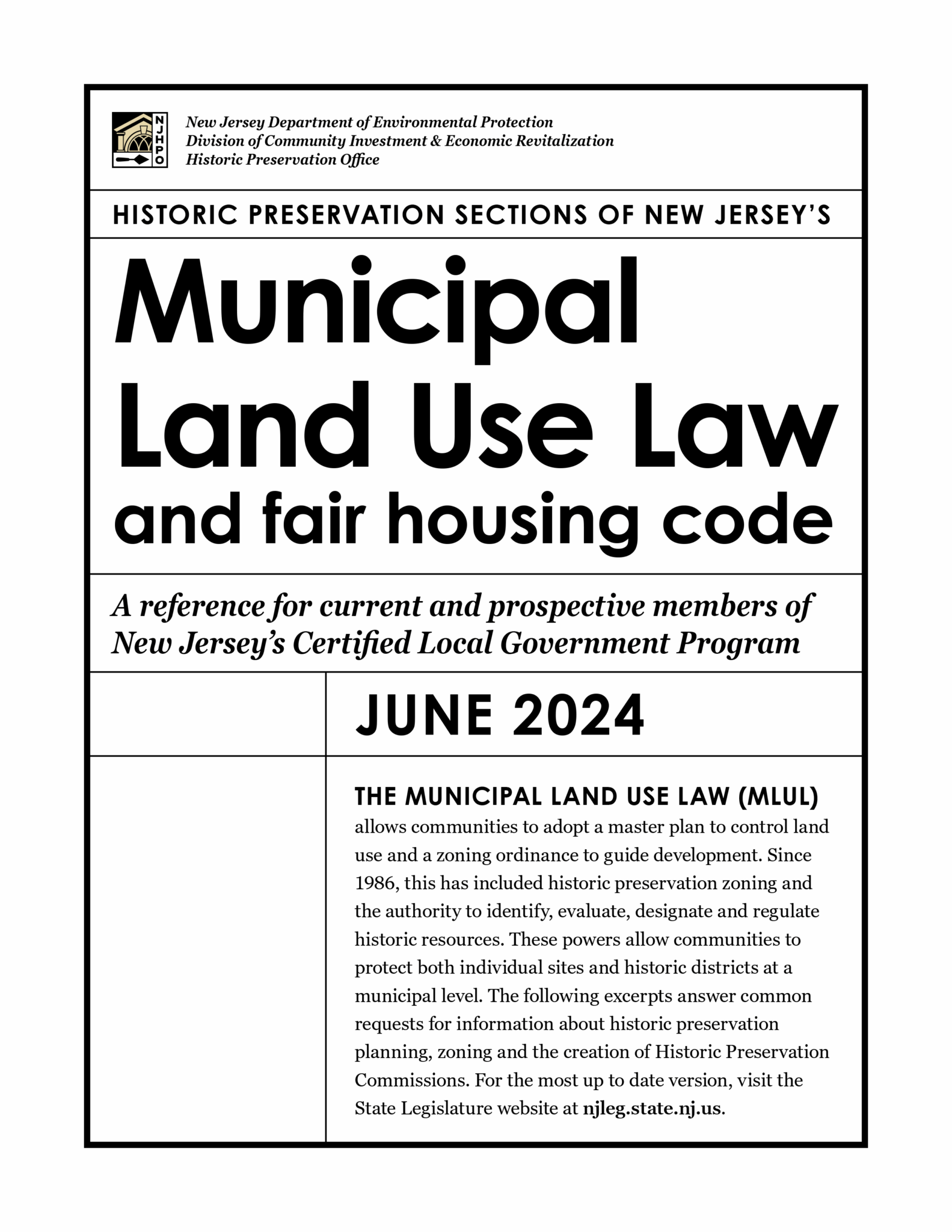 Historic Preservation Sections of New Jersey's Municipal Land Use Law ...