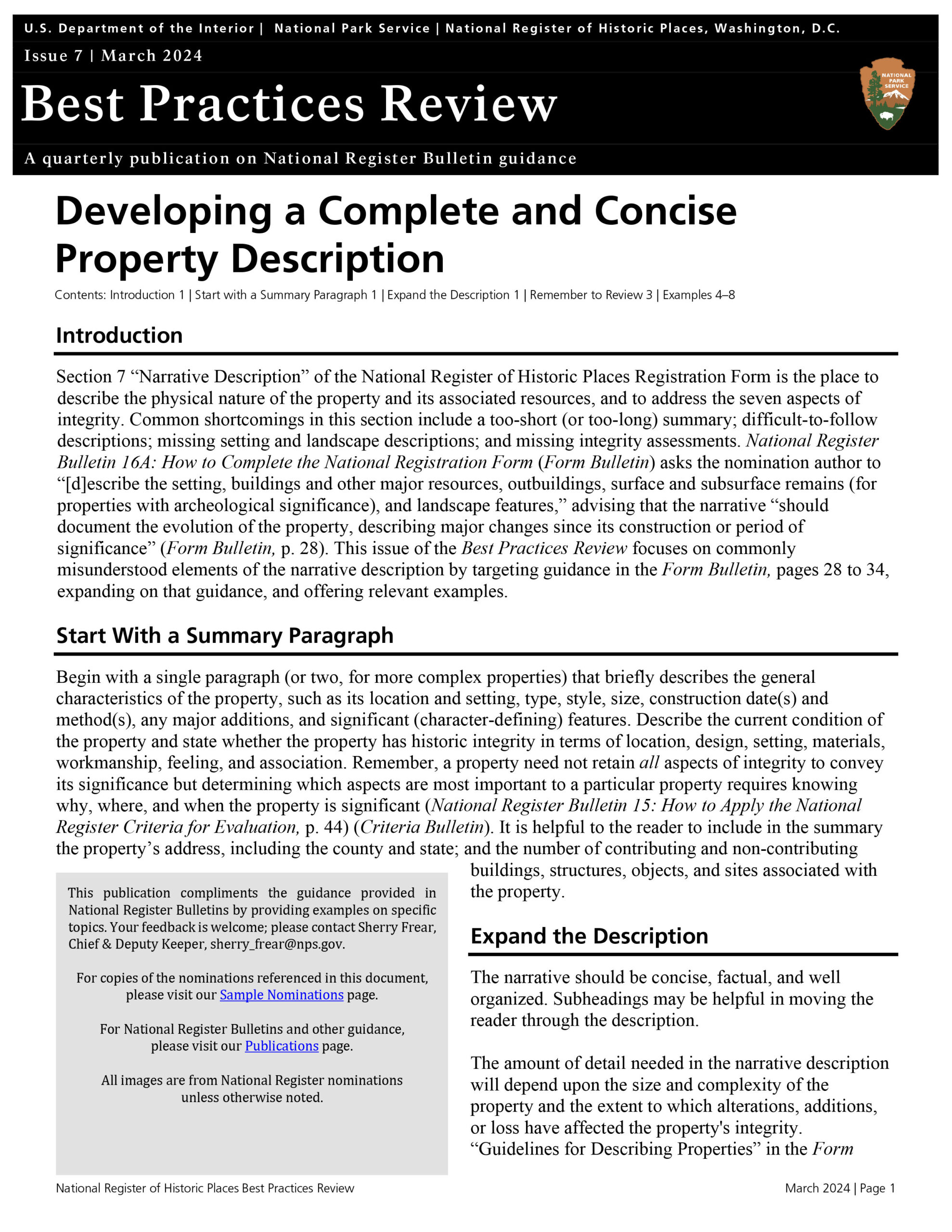 Best Practices Review Issue 7: Developing a Complete and Concise ...