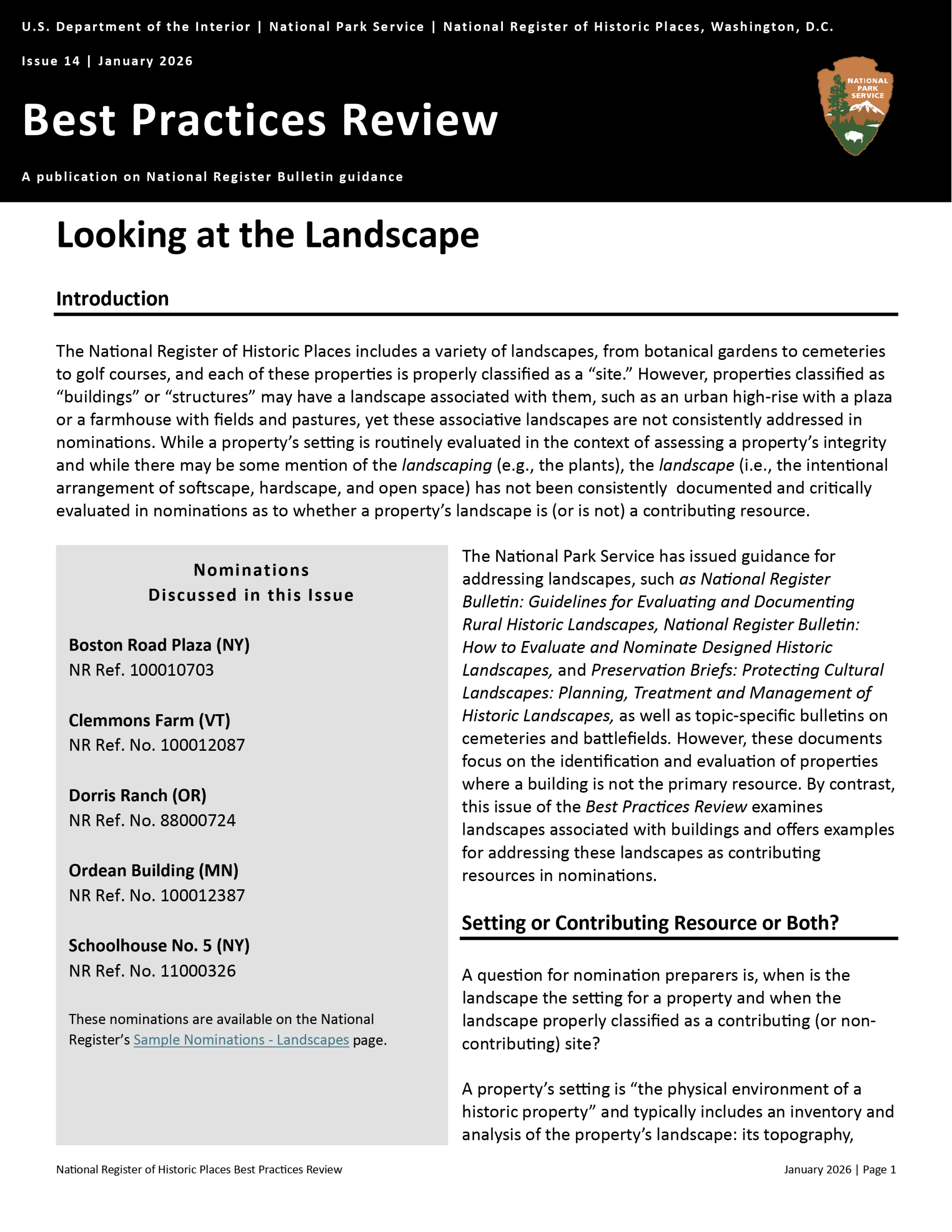 Best Practices Review Issue 14: Looking at the Landscape | NJ Historic ...