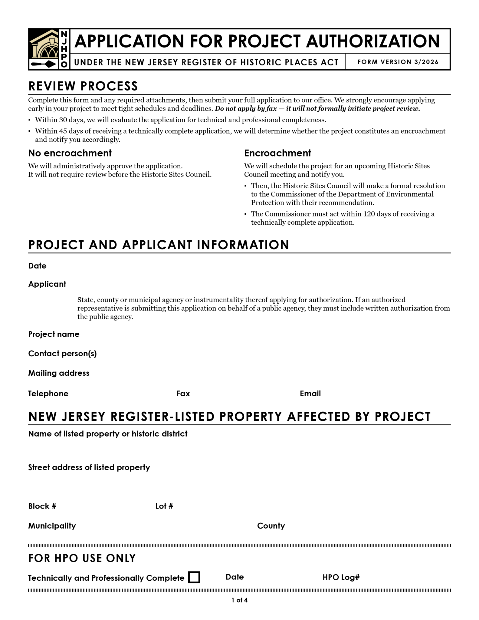 Application for Project Authorization Under the New Jersey Register of ...