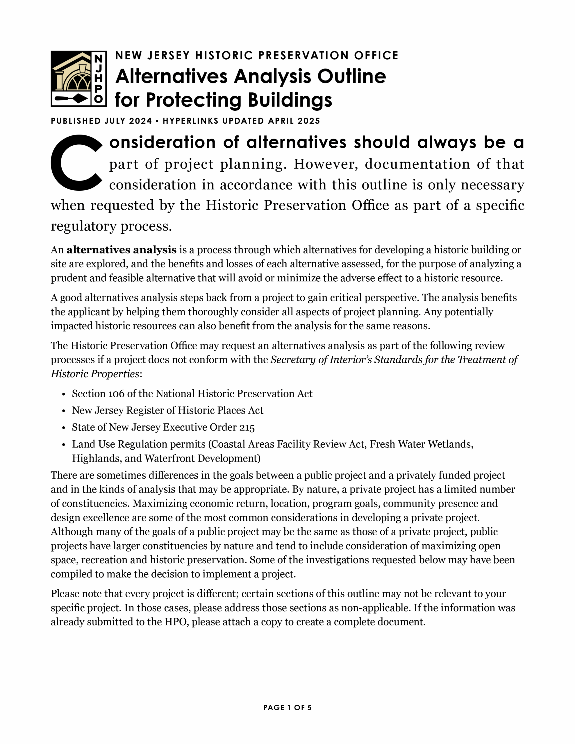 Alternatives Analysis Outline for Protecting Buildings | NJ Historic ...