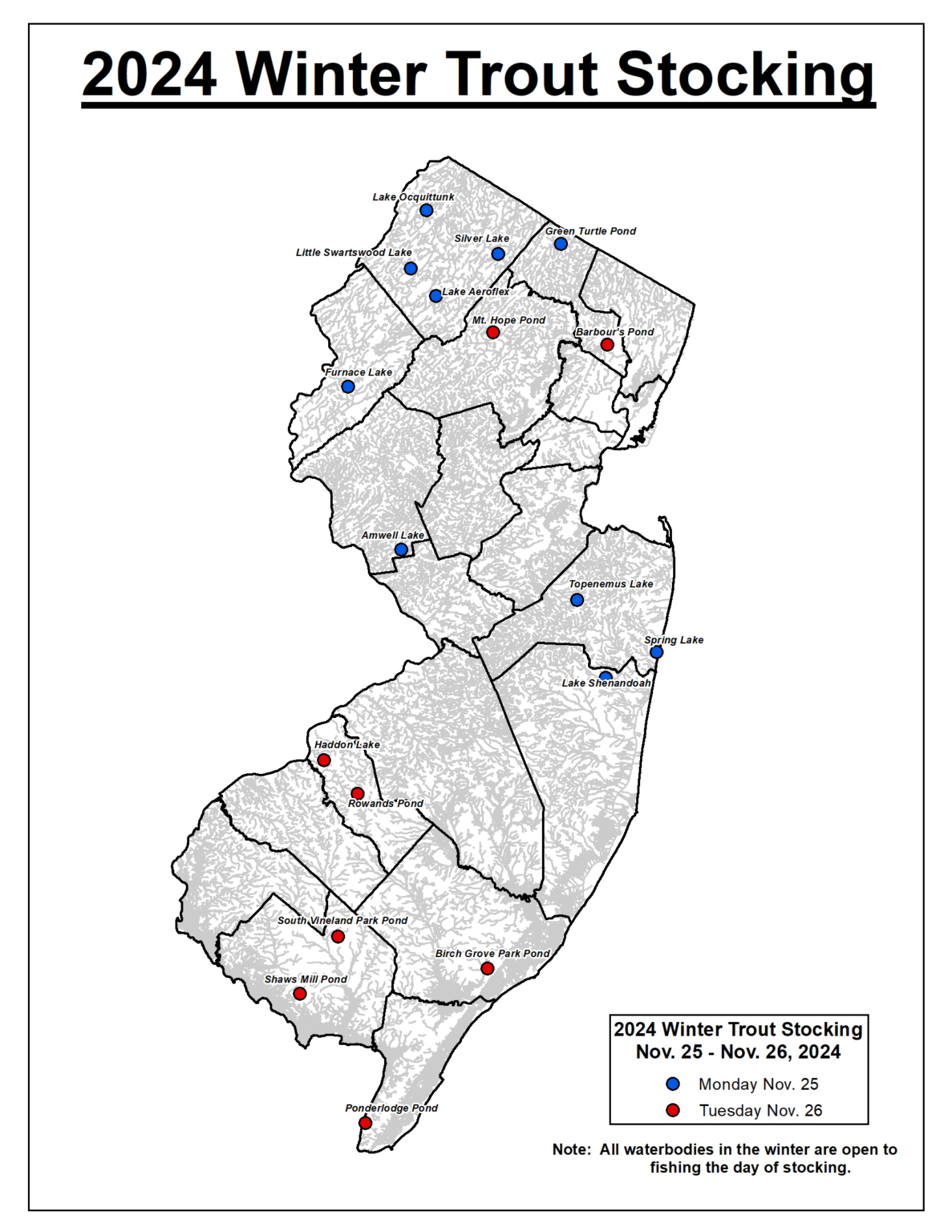 NJDEP| Fish & Wildlife | Winter 2024 Trout Stocking Information