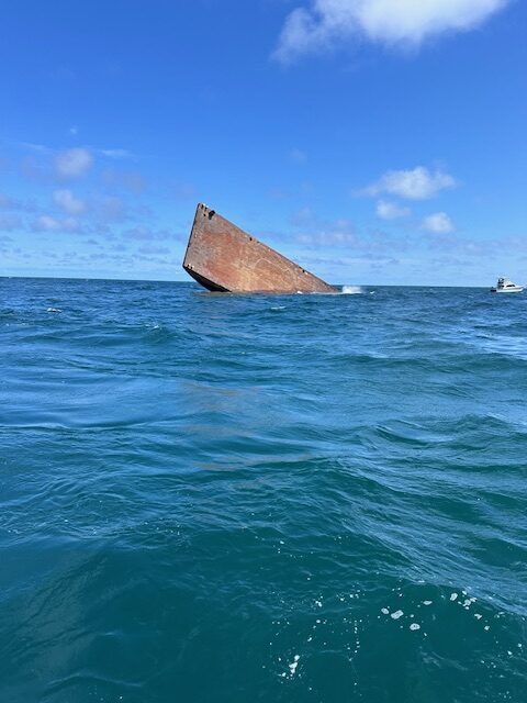 NJDEP| Fish & Wildlife | Barge Deployment on the Little Egg Inlet Reef