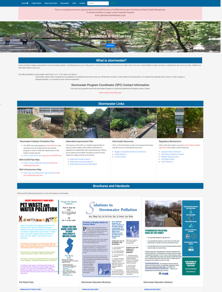 NJDEP| Bureau of NJPDES Stormwater Permitting | Outreach Material